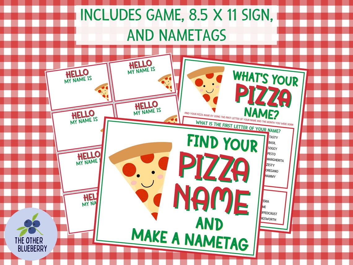 What's Your Pizza Name With Nametags & Sign Pizza Party - Etsy