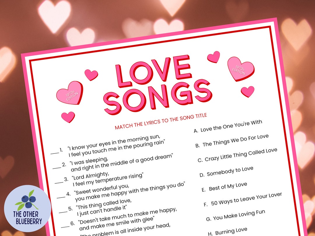 Valentine's Day Game | Love Song Game | 1970s Music | Song Matching ...