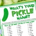 What's Your Pickle Name Game With Name Tags & Sign | Pickle Party Game ...