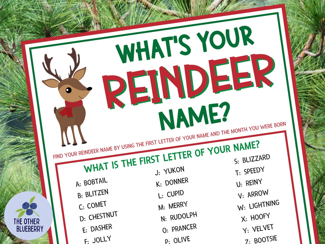 What's Your Reindeer Name With Nametags & Sign Reindeer Games Christmas ...
