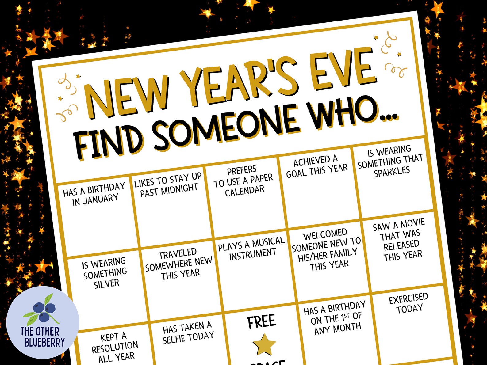 New Year's Eve Game Find Someone Who... New Year's Icebreaker Game New ...