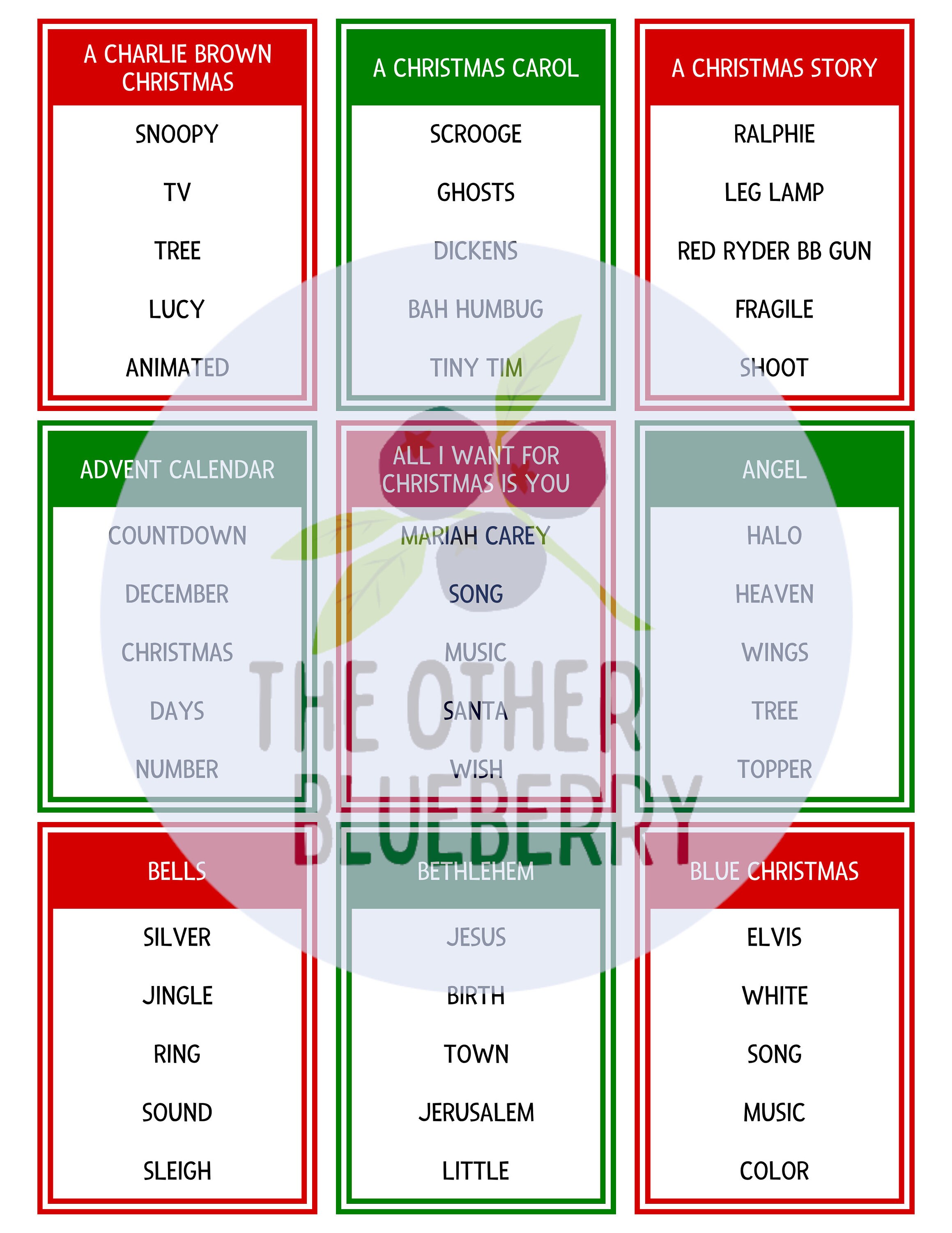 Christmas Taboo Game Christmas Game Forbidden Words Game Family ...