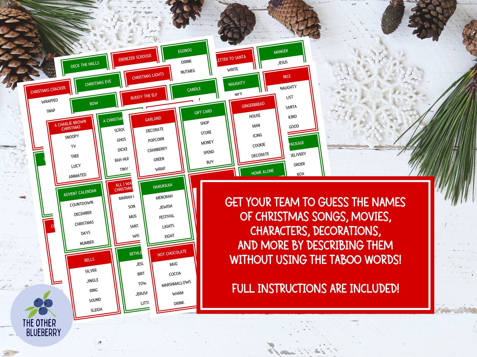 Christmas Taboo Game Christmas Game Forbidden Words Game Family ...