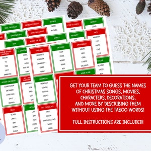 Christmas Taboo Game | Christmas Game | Forbidden Words Game | Family ...