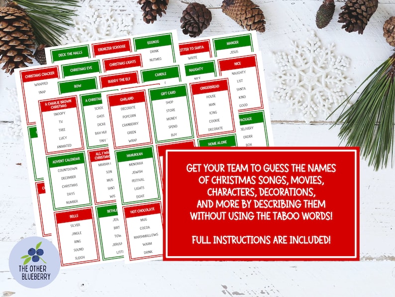 Christmas Taboo Game Christmas Game Forbidden Words Game Family ...