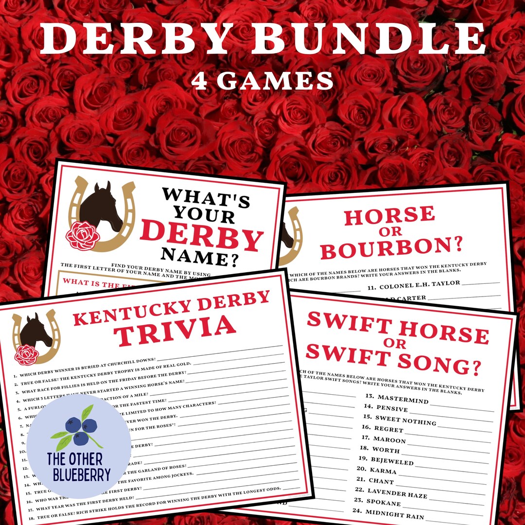 Derby Game Bundle | 4 Games | Includes Name Game, Trivia, and More ...