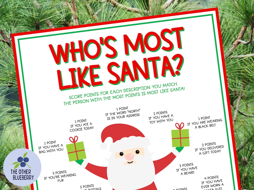 Christmas Game Who's Most Like Santa Christmas Party - Etsy