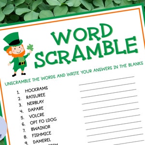 St. Patrick's Day Game | Word Scramble | Fun for Kids and Adults | St ...