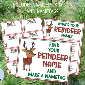 What's Your Reindeer Name With Nametags & Sign | Reindeer Games ...