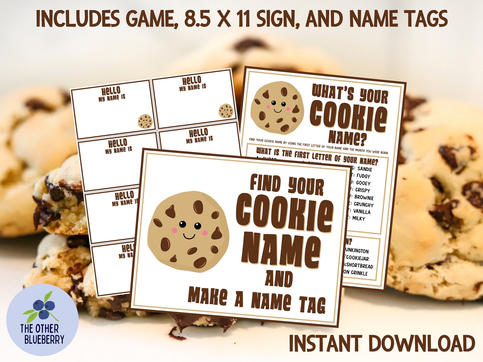 What's Your Cookie Name Game With Name Tags & Sign Cookies and Milk ...