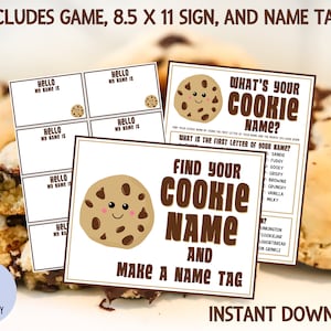 What's Your Cookie Name Game With Name Tags & Sign | Cookies and Milk ...
