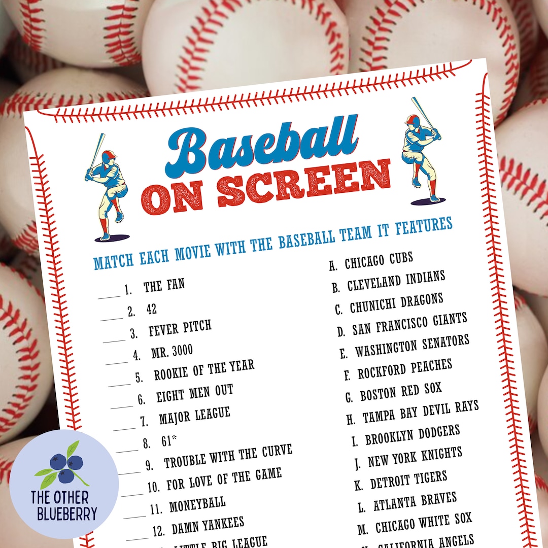 Baseball Game Baseball Party Game Baseball Trivia Baseball Matching ...