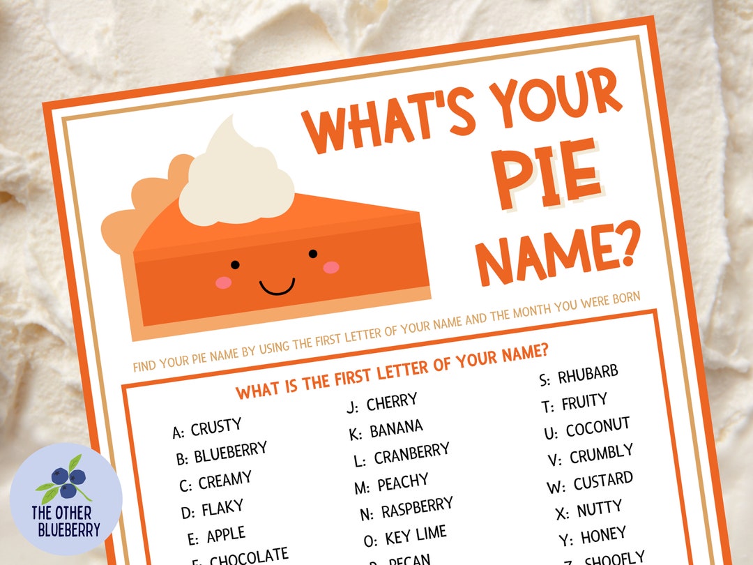 What's Your Pie Name Party Game With Nametags & Sign | Pi Day ...