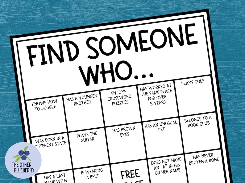 Icebreaker Bingo 3 Find Someone Who Games Human Bingo Party Game ...