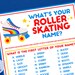 What's Your Roller Skating Name Party Game With Name Tags & Sign ...