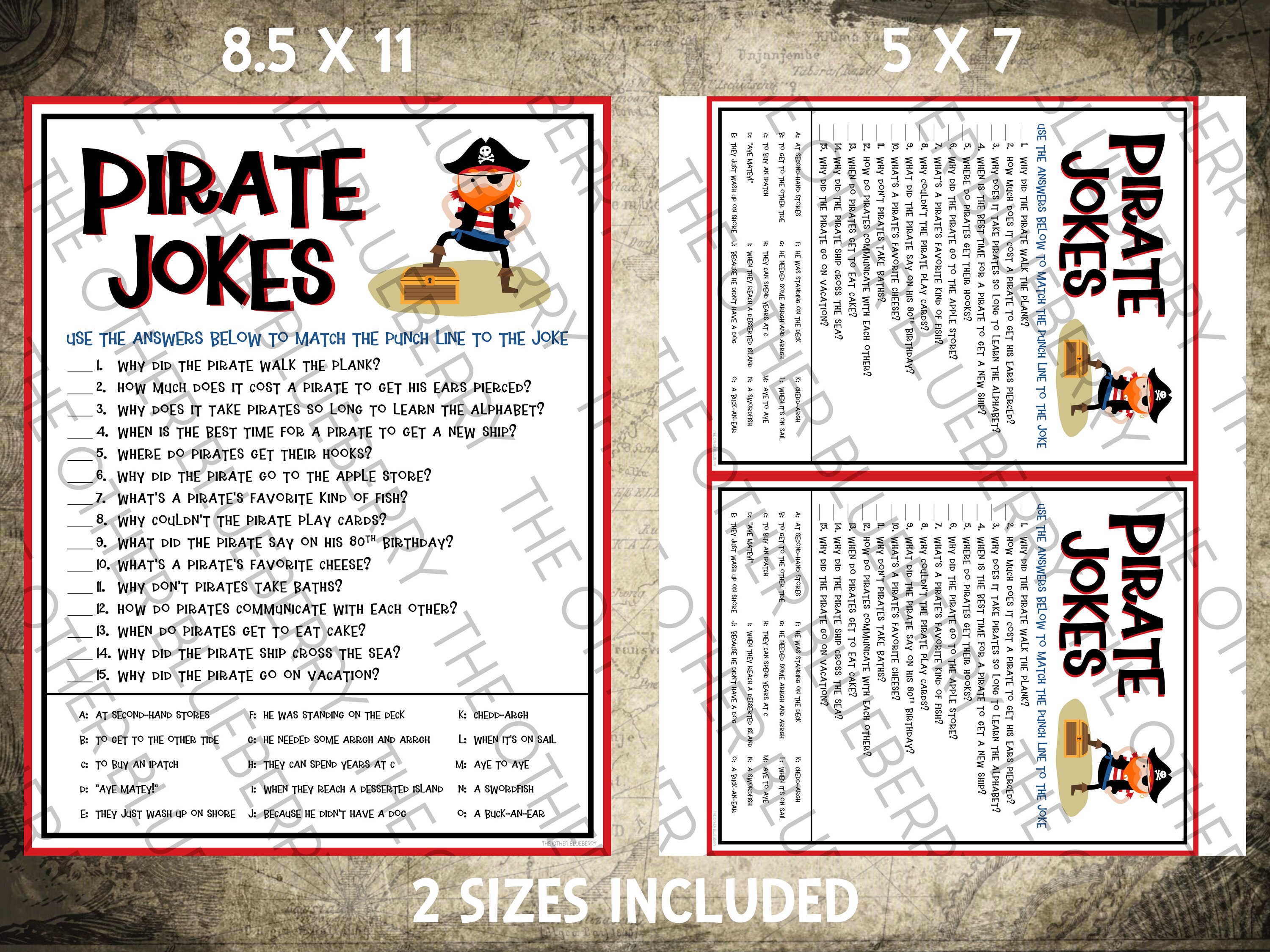 Pirate Jokes Pirate Party Game Pirate Birthday Game Pirate Printable ...