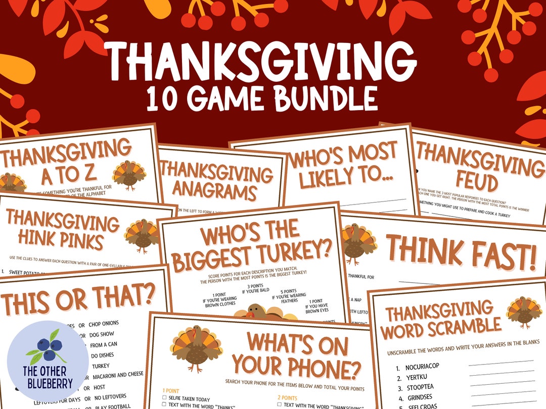 Thanksgiving Game Bundle | 10 Games | FUN Thanksgiving Games ...