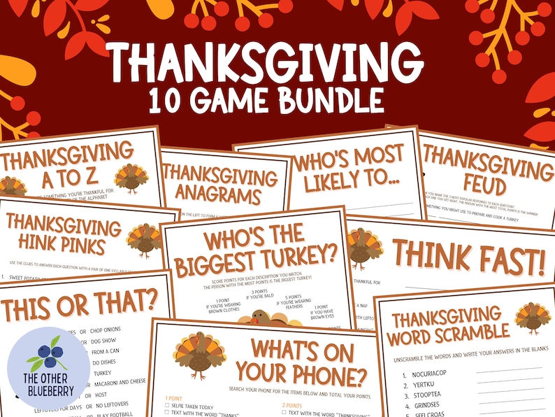 Thanksgiving Game Bundle 10 Games FUN Thanksgiving Games - Etsy