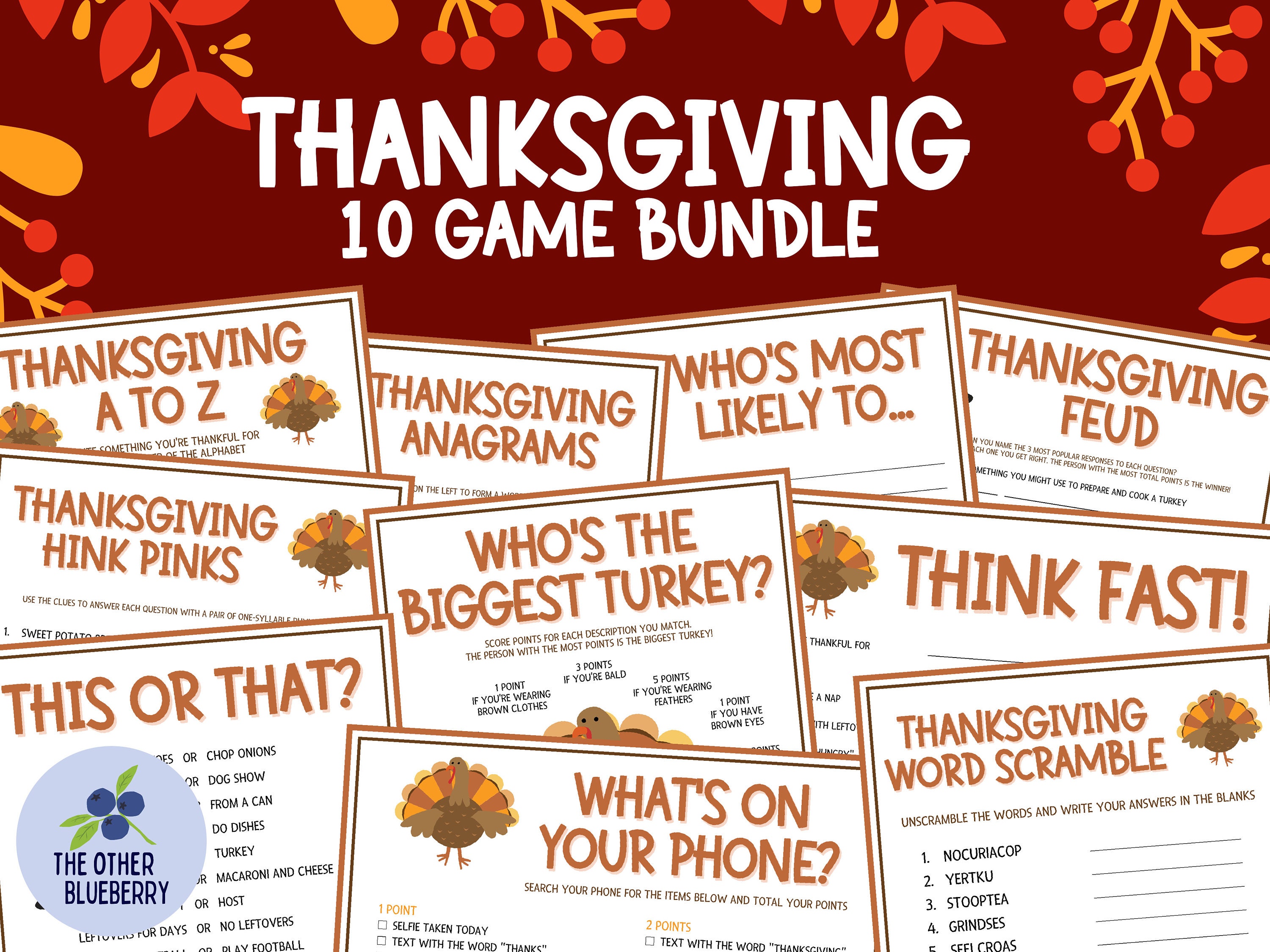 Thanksgiving Game Bundle 10 Games FUN Thanksgiving Games - Etsy