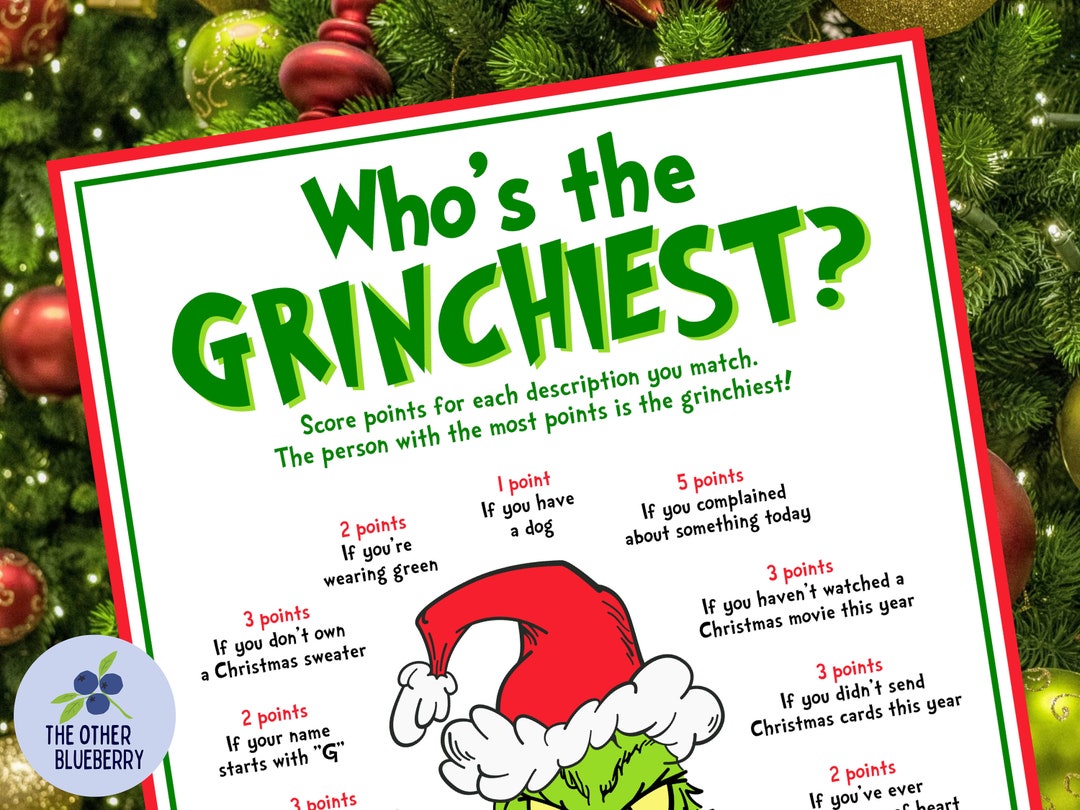 Christmas Game Whos The Grinchiest Grinchmas Game Christmas Party Game