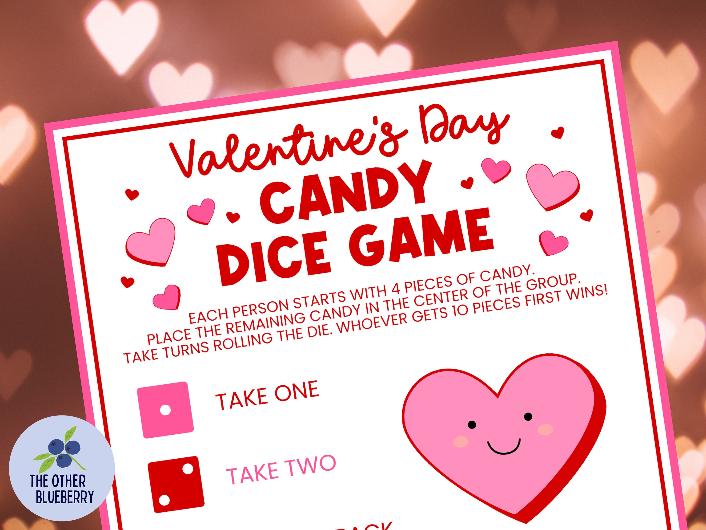 Valentine's Day Game Candy Dice Game Valentine Activity for Kids ...