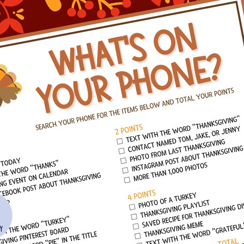 What's on Your Phone Thanksgiving Edition Thanksgiving - Etsy