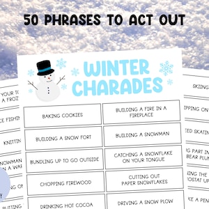 Winter Charades | 50 Phrases to Act Out | Winter Party | Classroom Game ...
