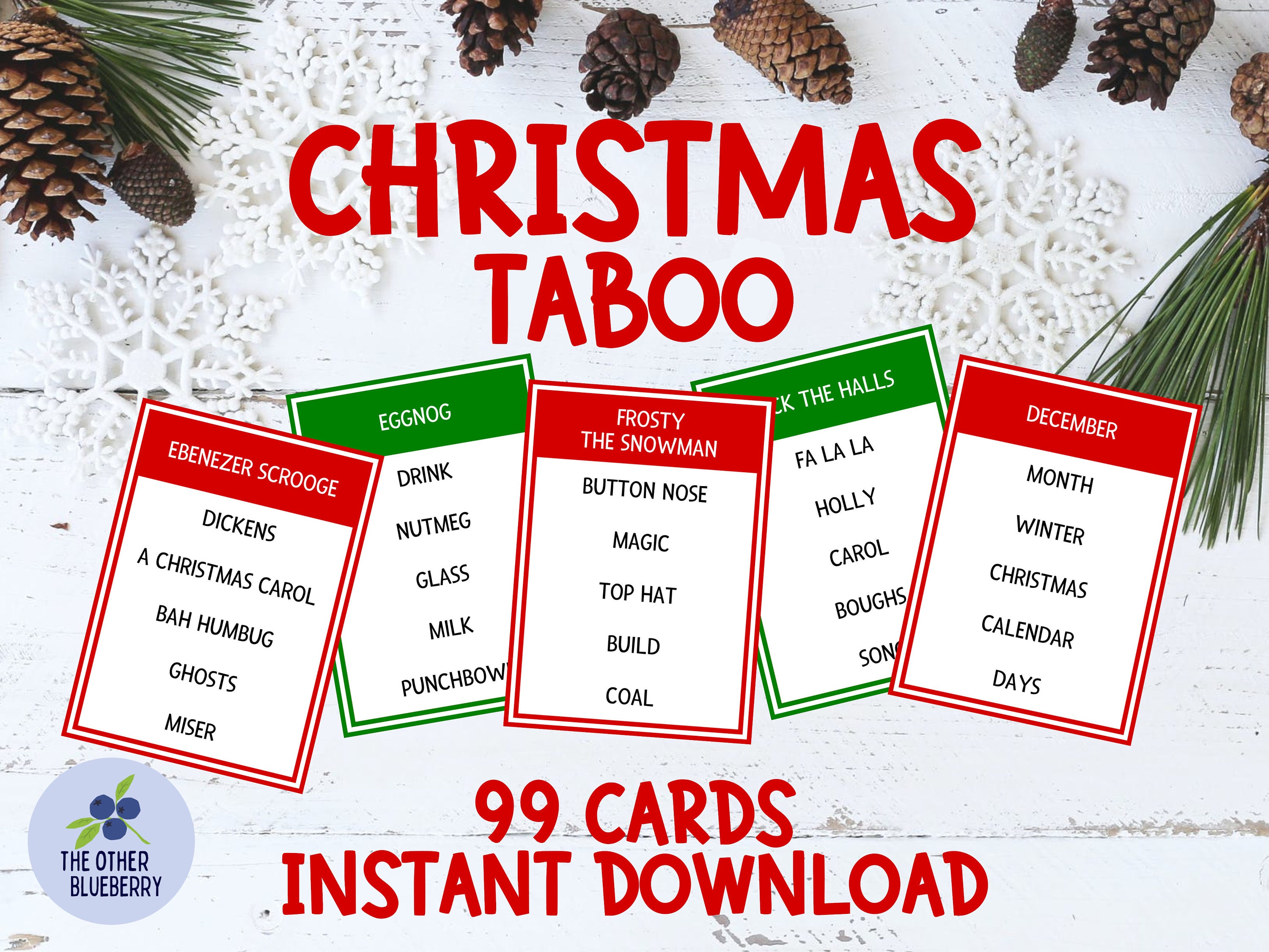Christmas Taboo Game Christmas Game Forbidden Words Game Family ...