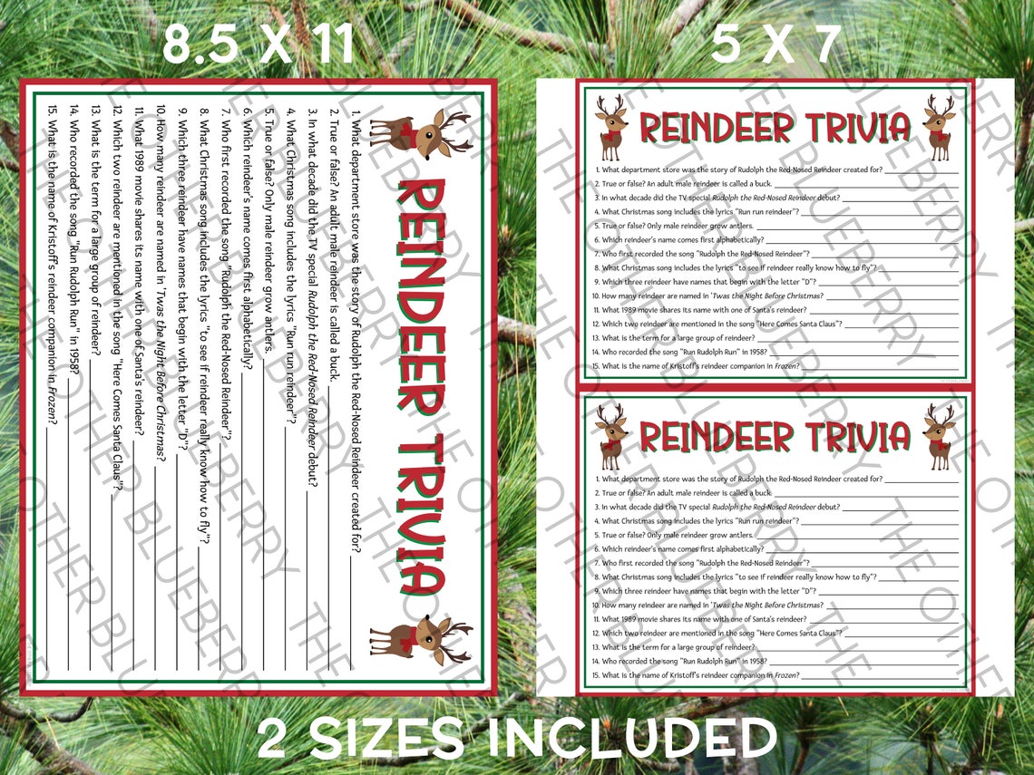 Reindeer Trivia Game Reindeer Game Christmas Game - Etsy