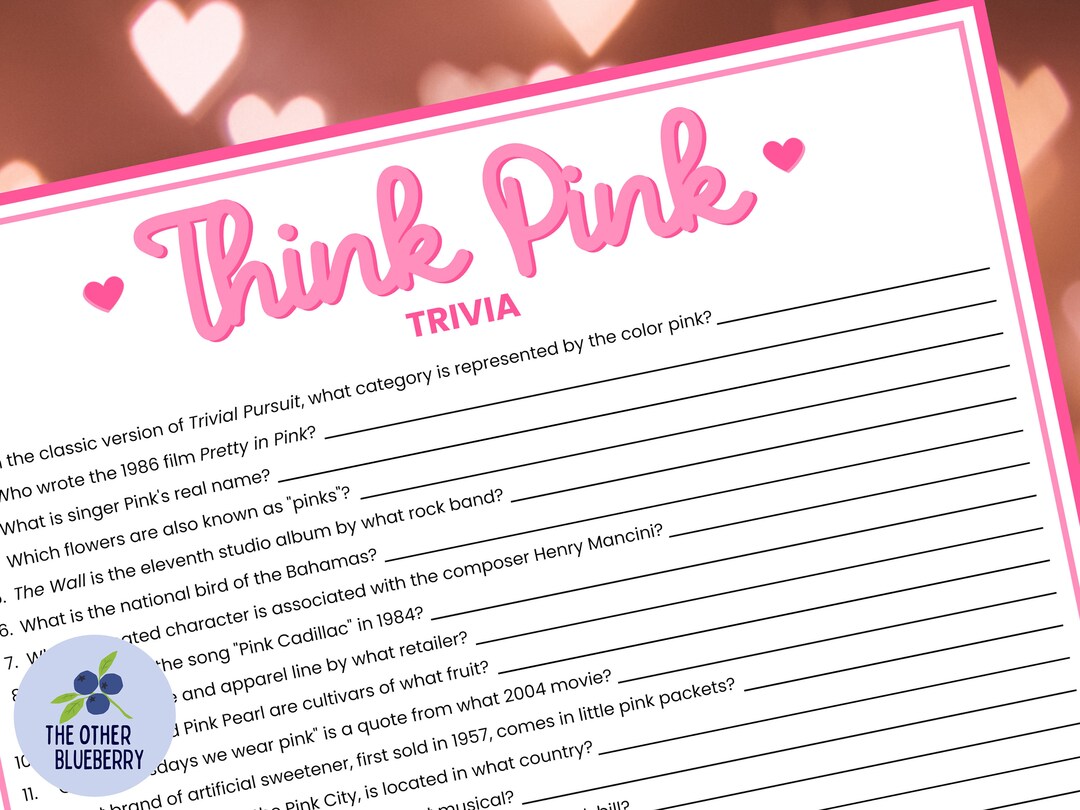 Valentine's Day Game | Think Pink Trivia | Galentine's Game | Galentine ...