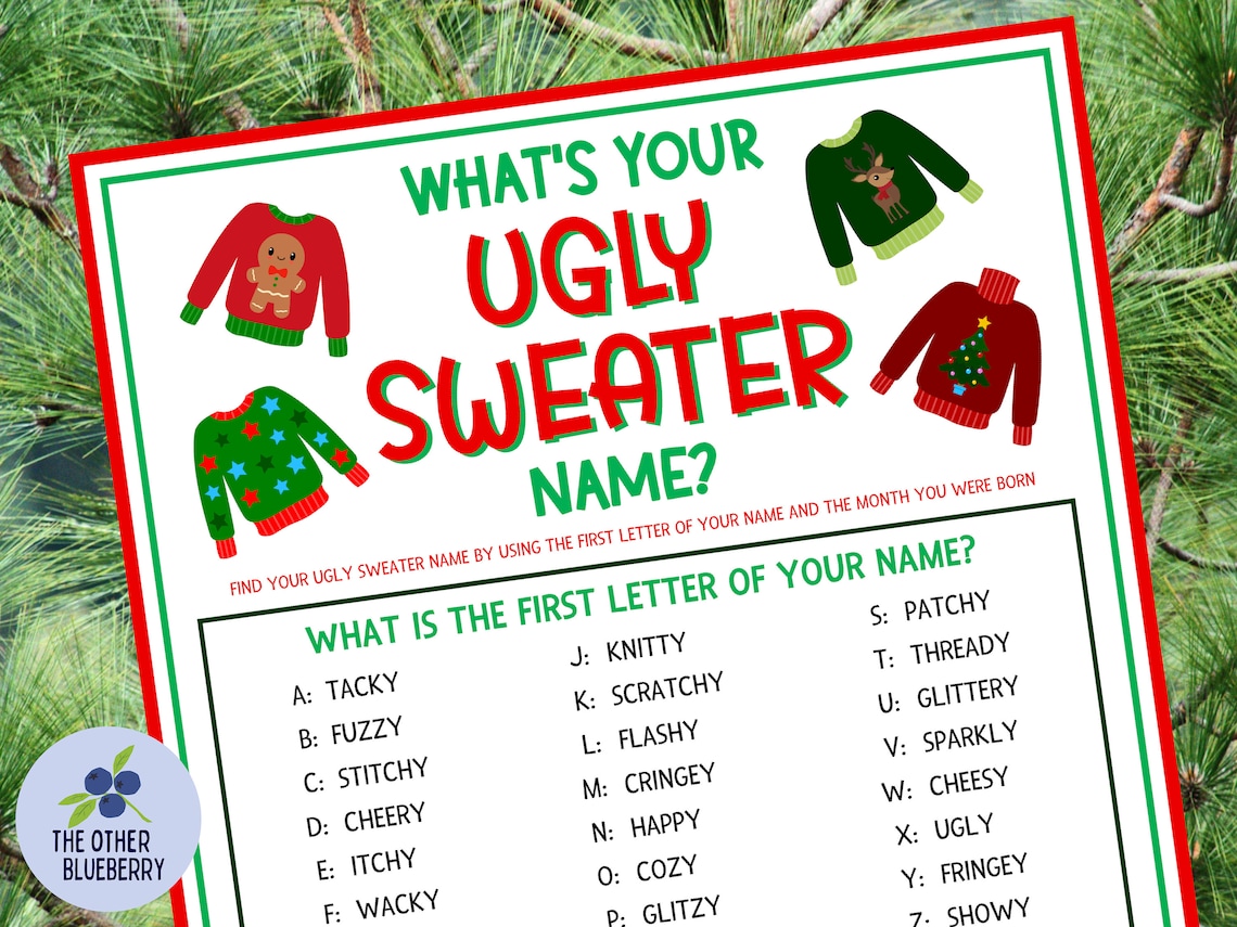 What's Your Ugly Sweater Name Game With Nametags (Instant Download) - Etsy