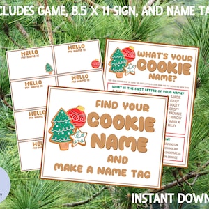 What's Your Cookie Name Game With Name Tags & Sign | Christmas Cookie ...
