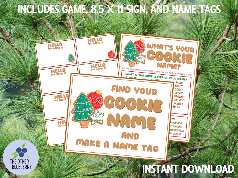 What's Your Cookie Name Game With Name Tags & Sign Christmas Cookie ...