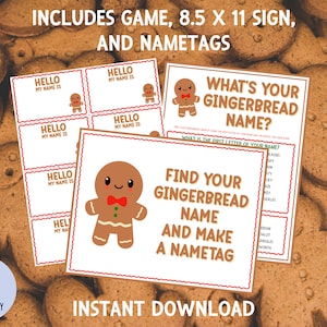 What's Your Gingerbread Name Game With Nametags & Sign | Gingerbread ...