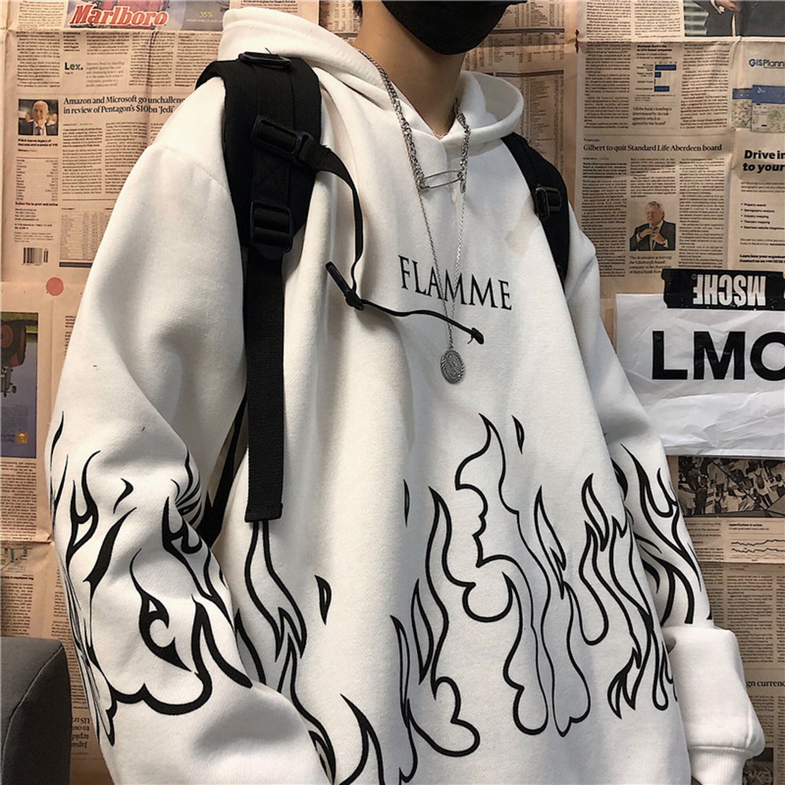 Retro Flame Print Hoodies Women Autumn Casual Oversized Long - Etsy