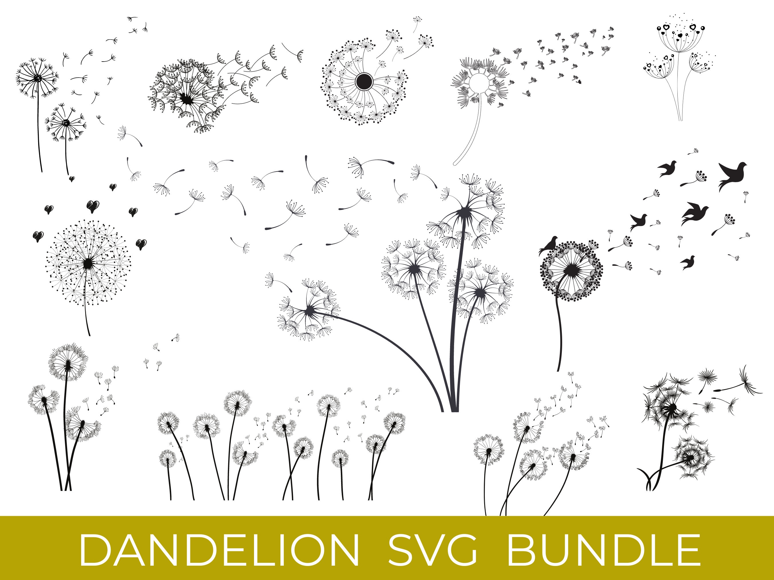 Dandelion Svg Bundle, Dandelion Svg, Dandelion Png, Clipart, Just ...