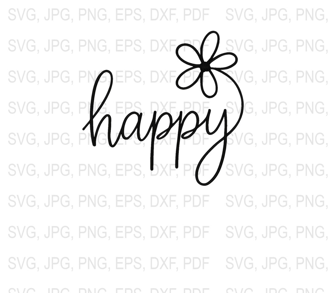 Happy Hand Lettered SVG Png Clipart, Digital Download, Jpg Pdf Dxf Eps ...