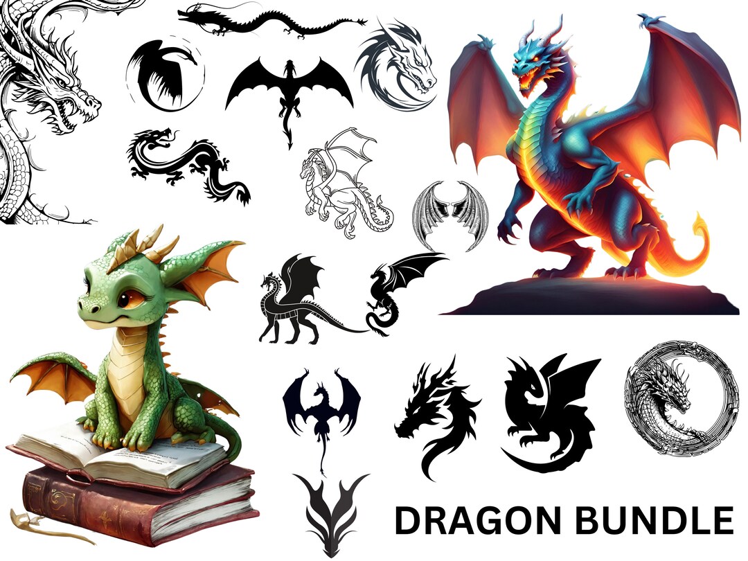 Dragon Svg Bundle, Dragon Svg, Dragon Cut File, Dragons Head, Dragon ...
