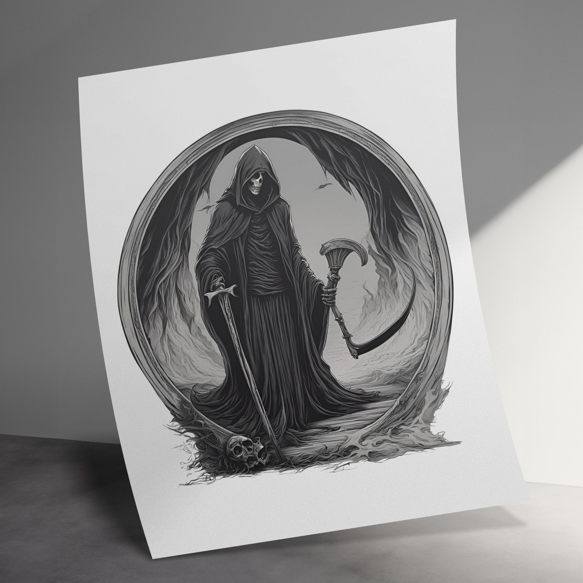 Grim Reaper Halloween SVG Clipart Digital Download Spooky Graphic - Etsy