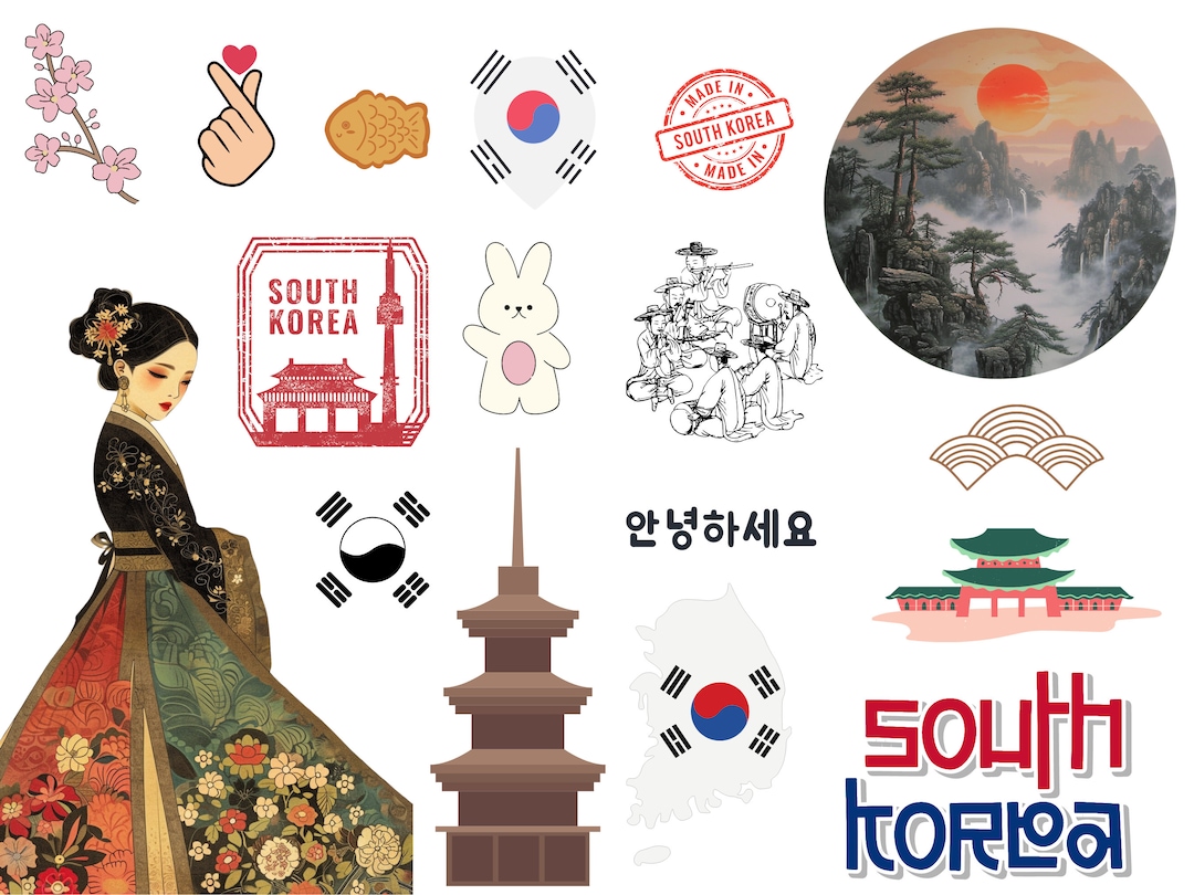 South Korea SVG Bundle, South Korea Clipart, South Korea Vector, South ...