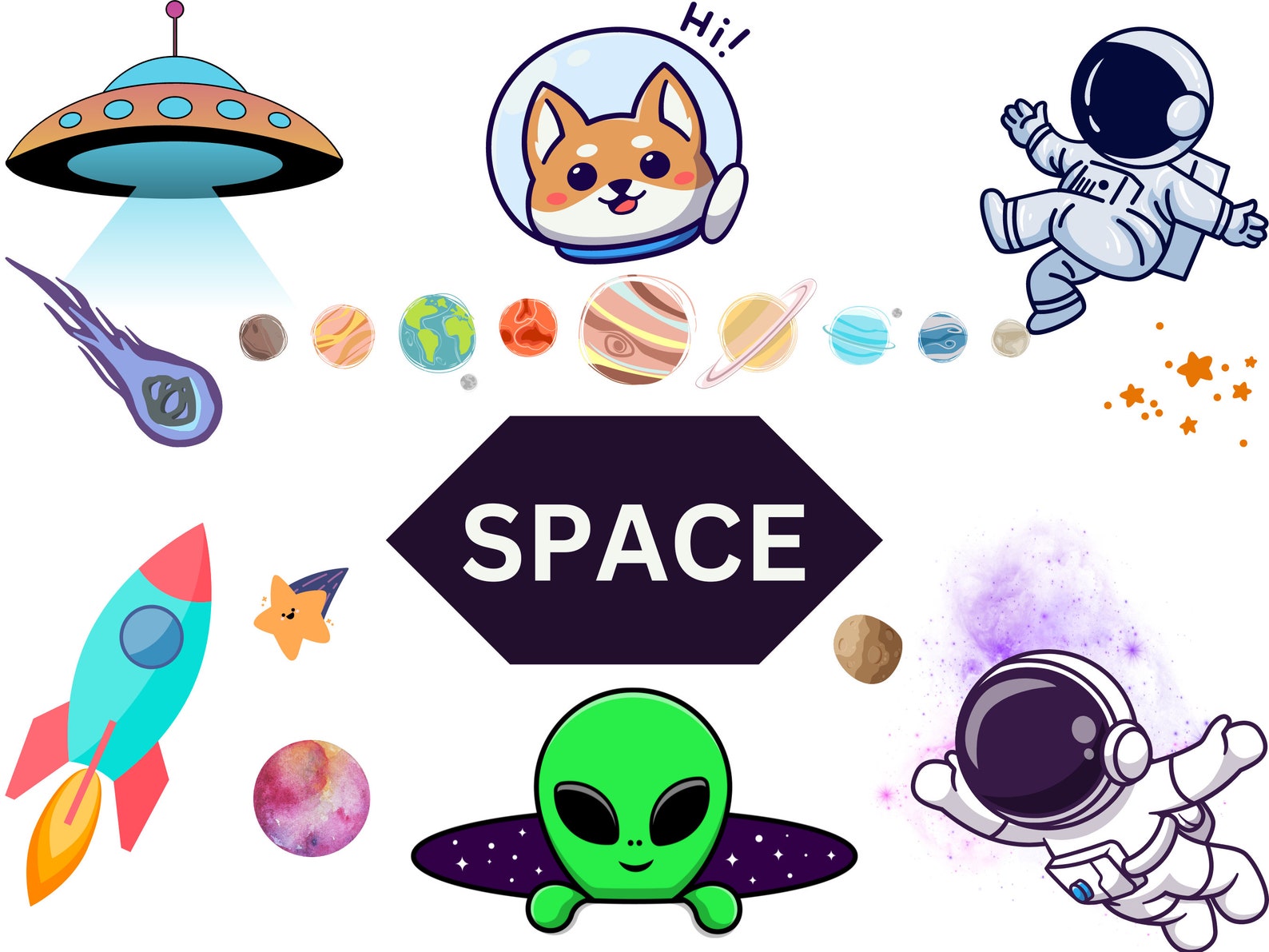 Space Clipart Set, Svg, Planets Clipart Set, Planets Png,outer Space ...