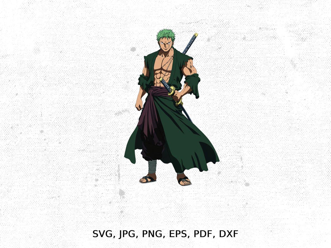Anime Warrior Illustration T-shirt, Green Haired Swordsman Digital ...