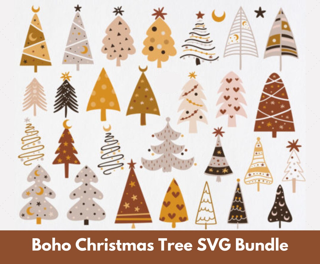 Boho Christmas Tree Svg Bundle, Christmas Svg, Christmas Tree Svg ...
