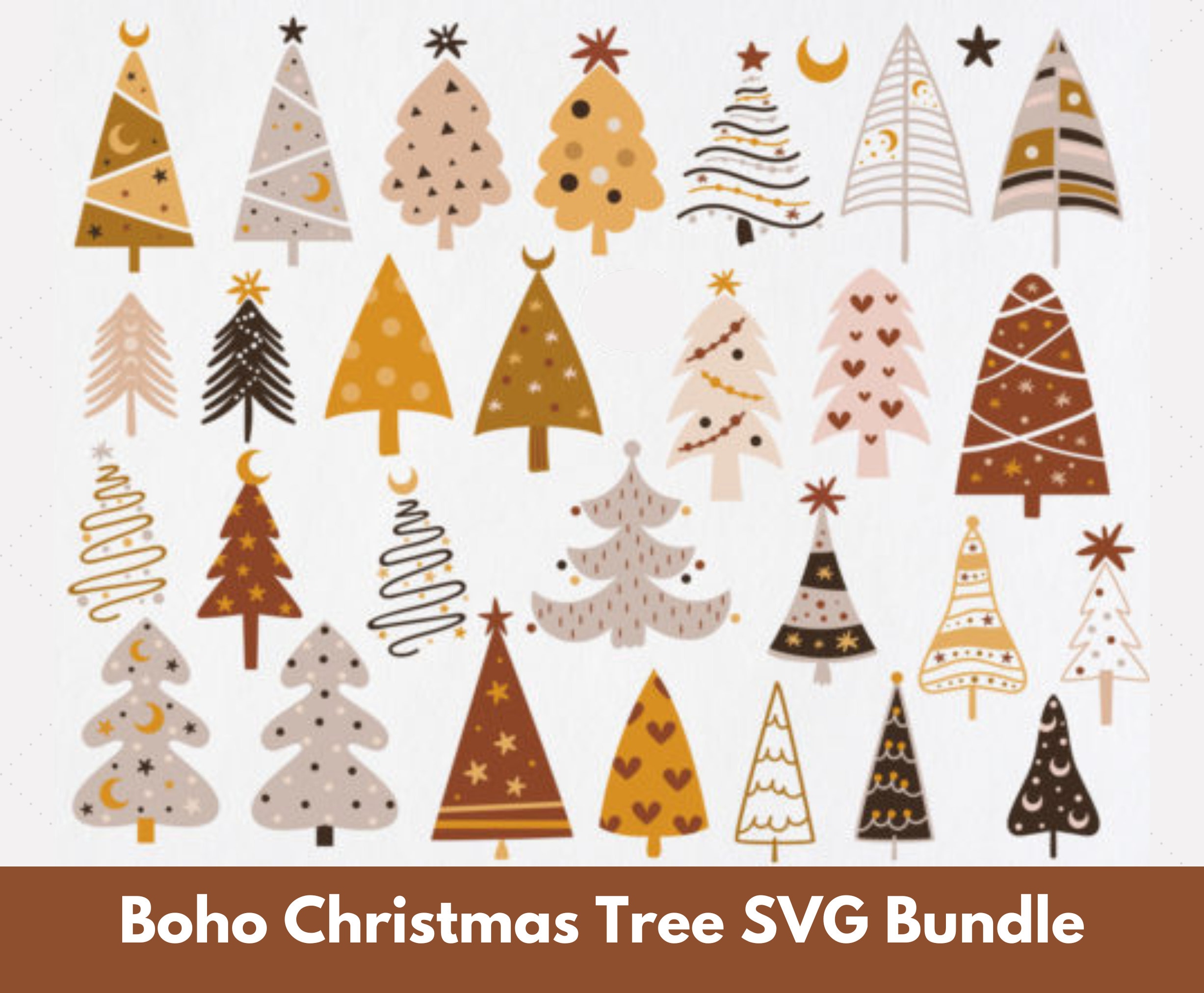 Boho Christmas Tree Svg Bundle, Christmas Svg, Christmas Tree Svg ...