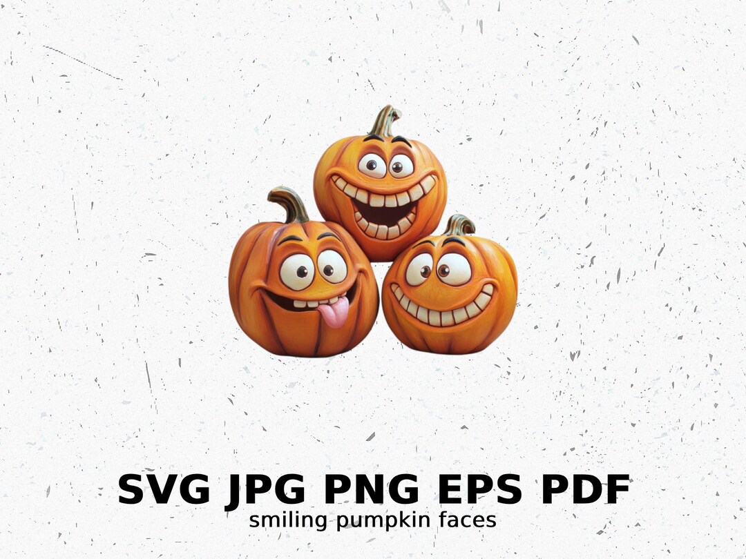Smiling Pumpkin Face Digital Download | Halloween Clip Art | Cute ...
