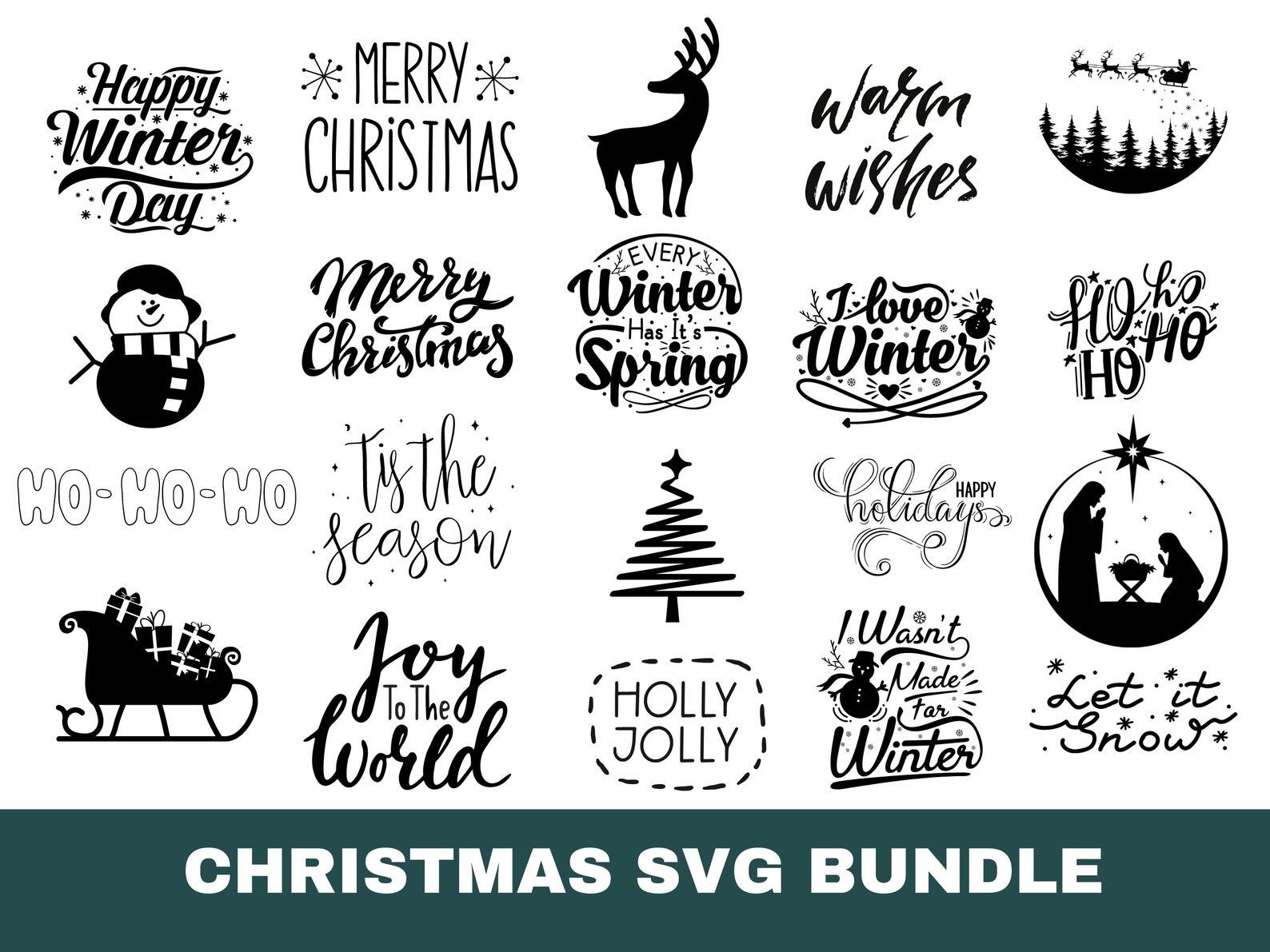 CHRISTMAS SVG Bundle, CHRISTMAS Clipart, Christmas Svg Files for Cricut ...