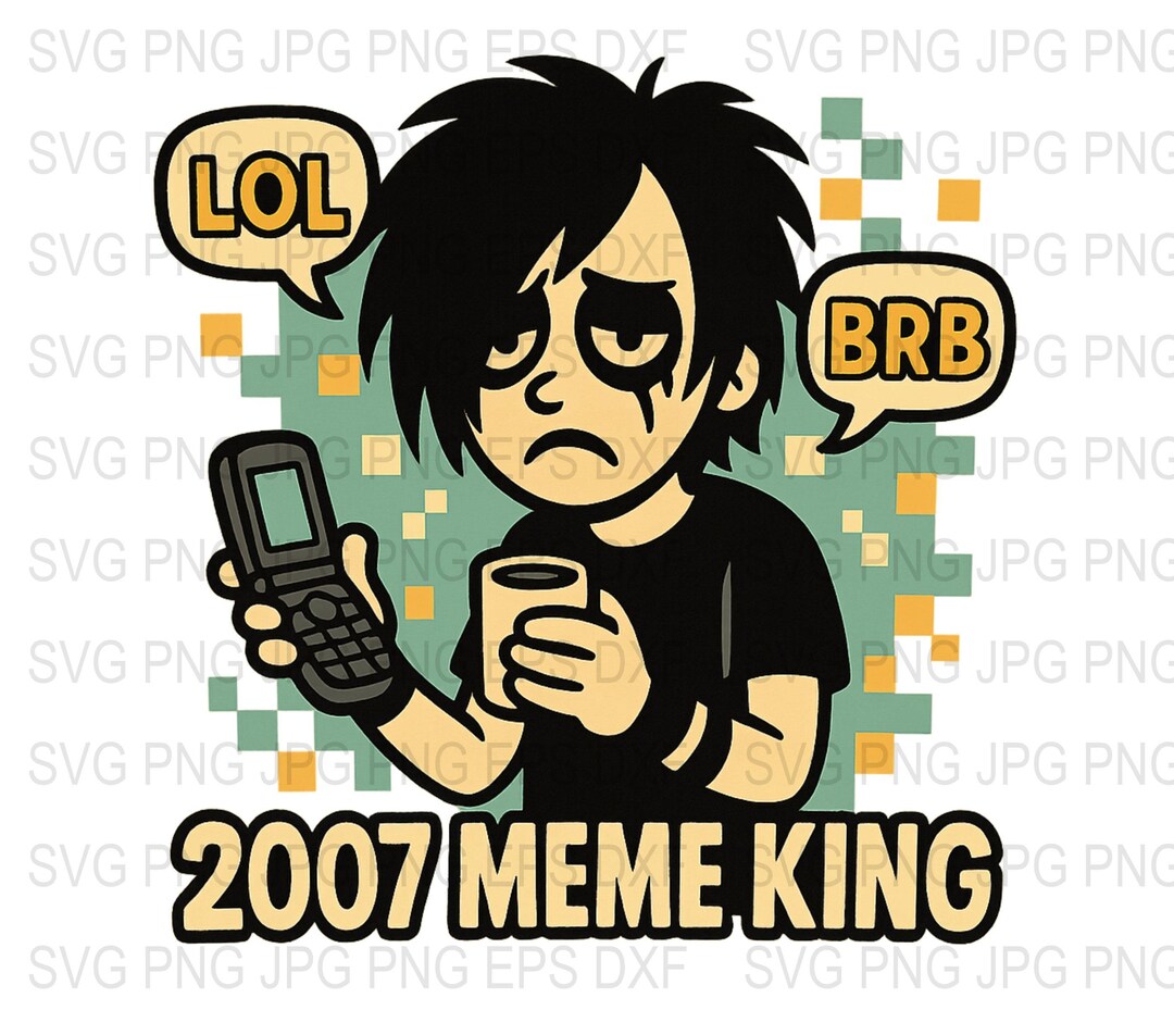2007 Meme King Digital, SVG, Clipart, PNG - Emo Kid Graphic, Y2K ...