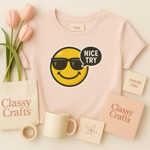 Nice Try Emoji Digital, Svg, Png, Clipart - Cool Smiley With Sunglasses ...