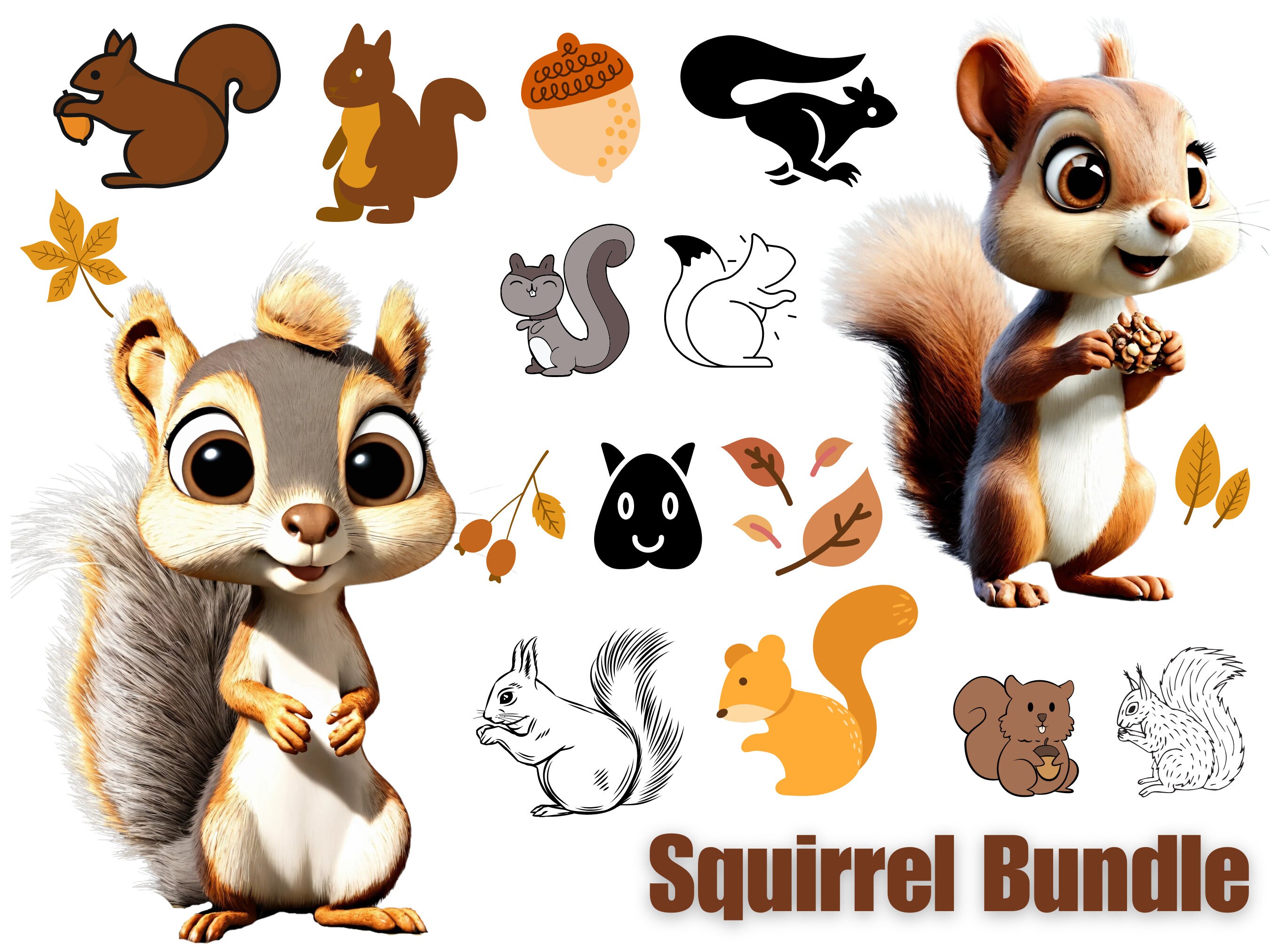 Squirrel SVG Bundle ,squirrel SVG, Squirrel Clipart, Squirrel PNG ...