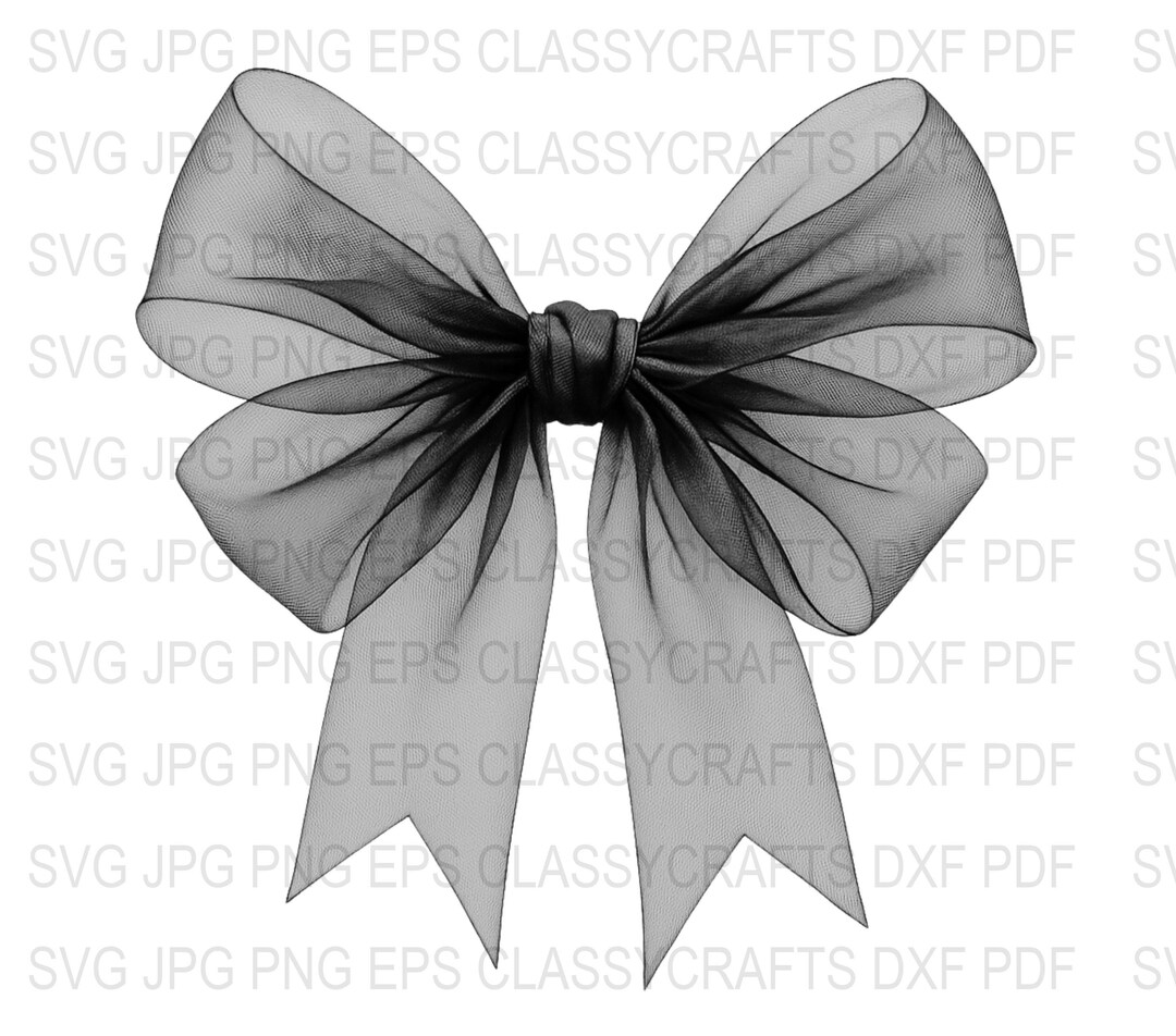 Elegant Black White Bow Clipart, Digital Bow Graphic, SVG Cut File, PNG ...